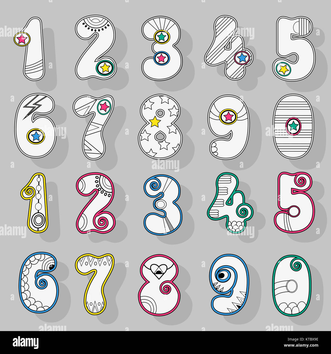 White Numbers with colorful Decor Stock Photo - Alamy