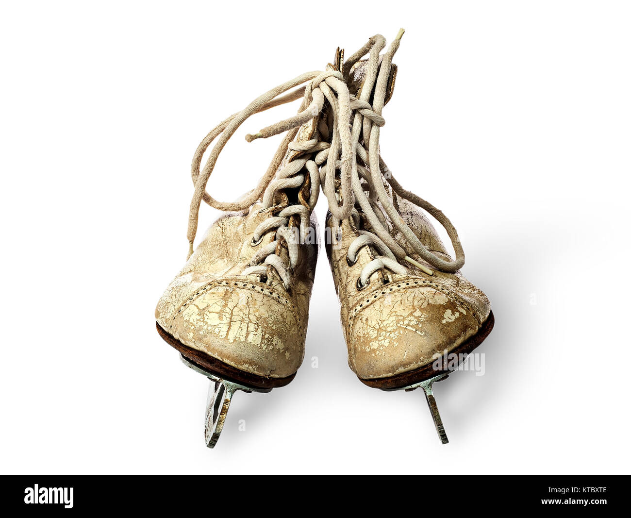 One pair of old skates female front view Stock Photo - Alamy