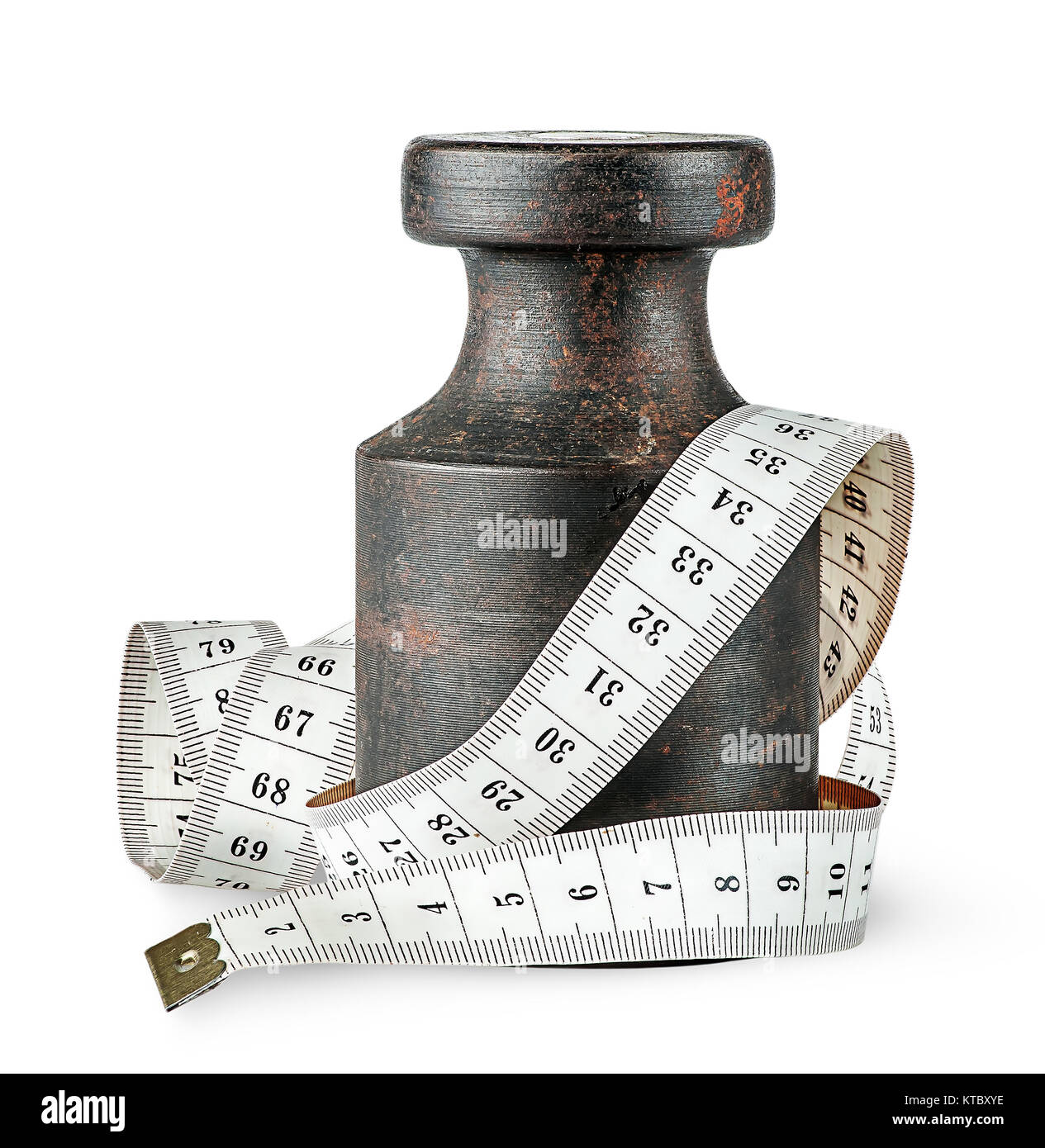 Old rusty weight wrapped centimeter Stock Photo - Alamy