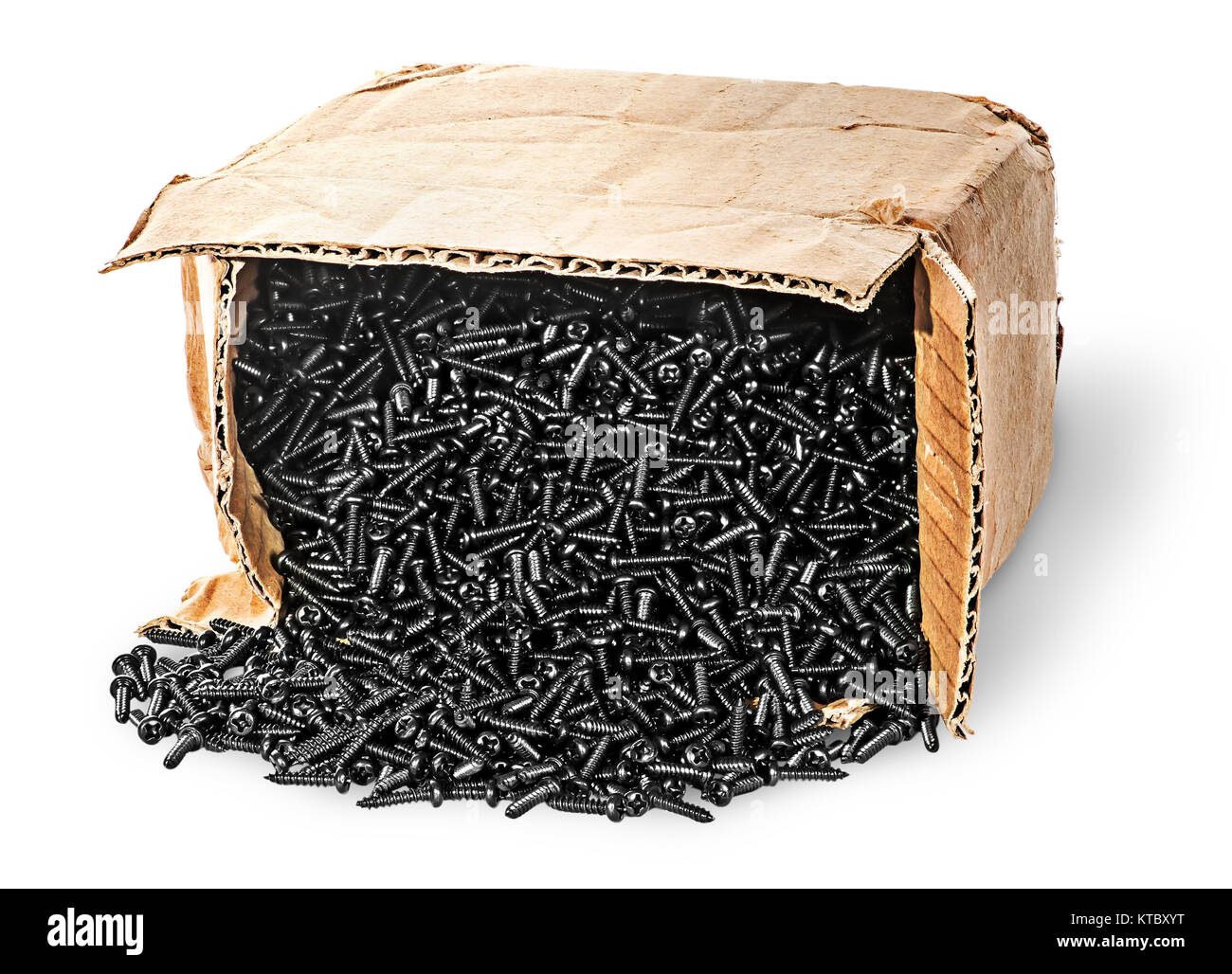 Screws fall out of old cardboard box Stock Photo - Alamy