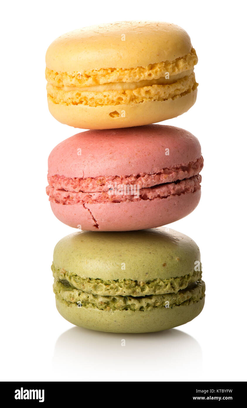 Three caramel macarons Stock Photo - Alamy