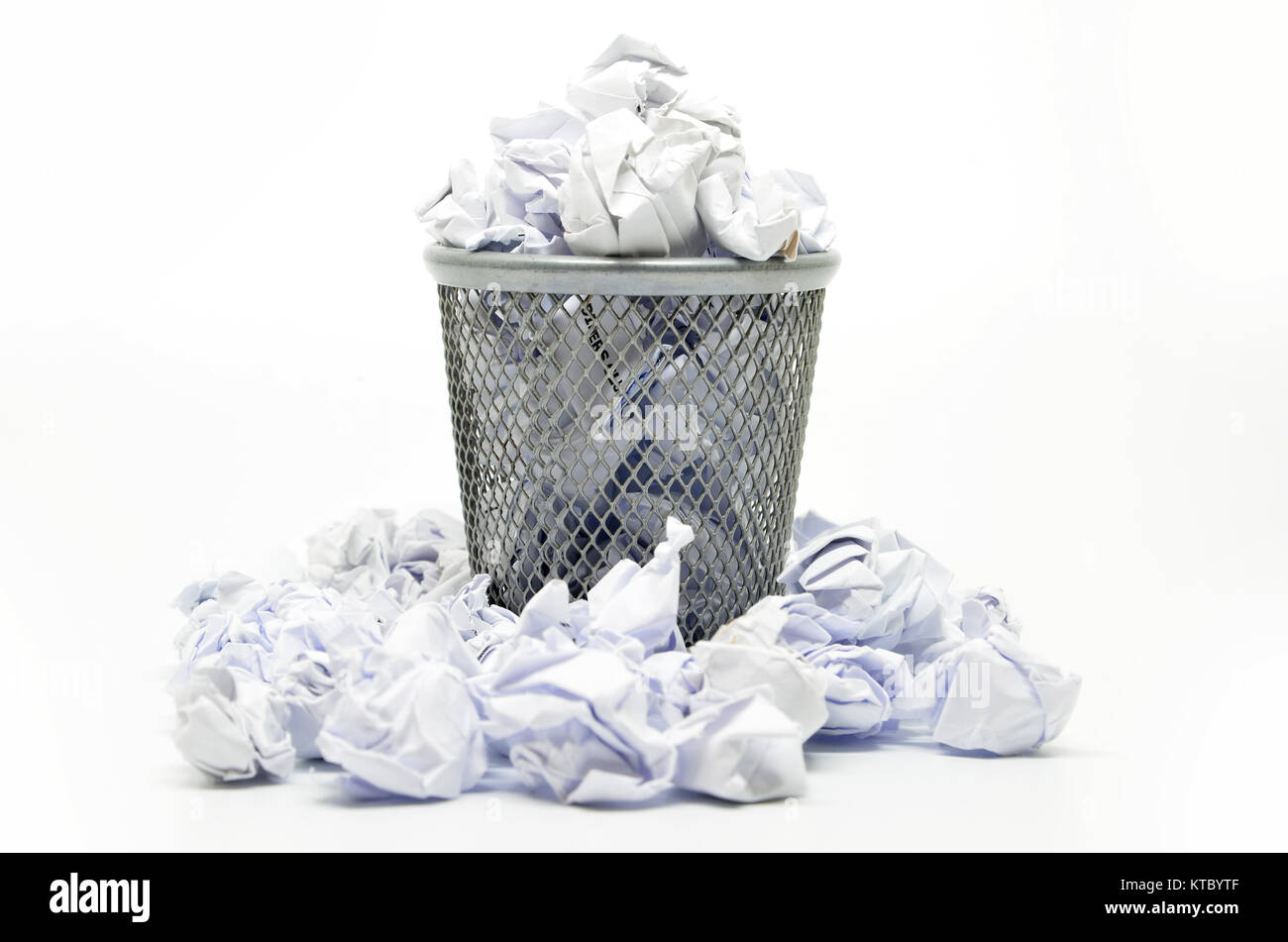 Garbage bin with paper waste Stock Photo - Alamy