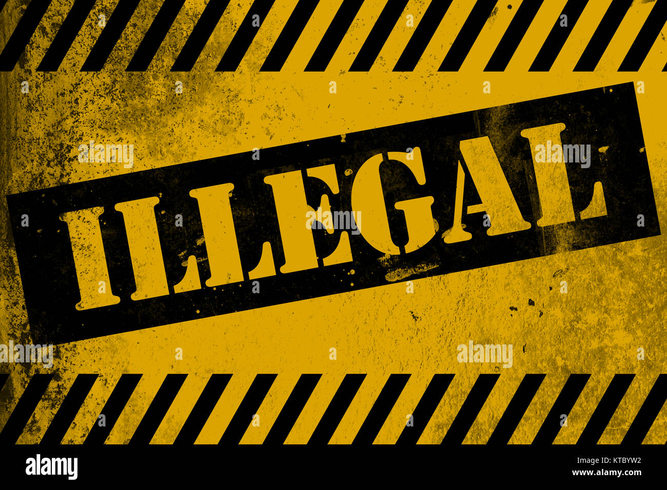 Illegal sign yellow with stripes Stock Photo - Alamy