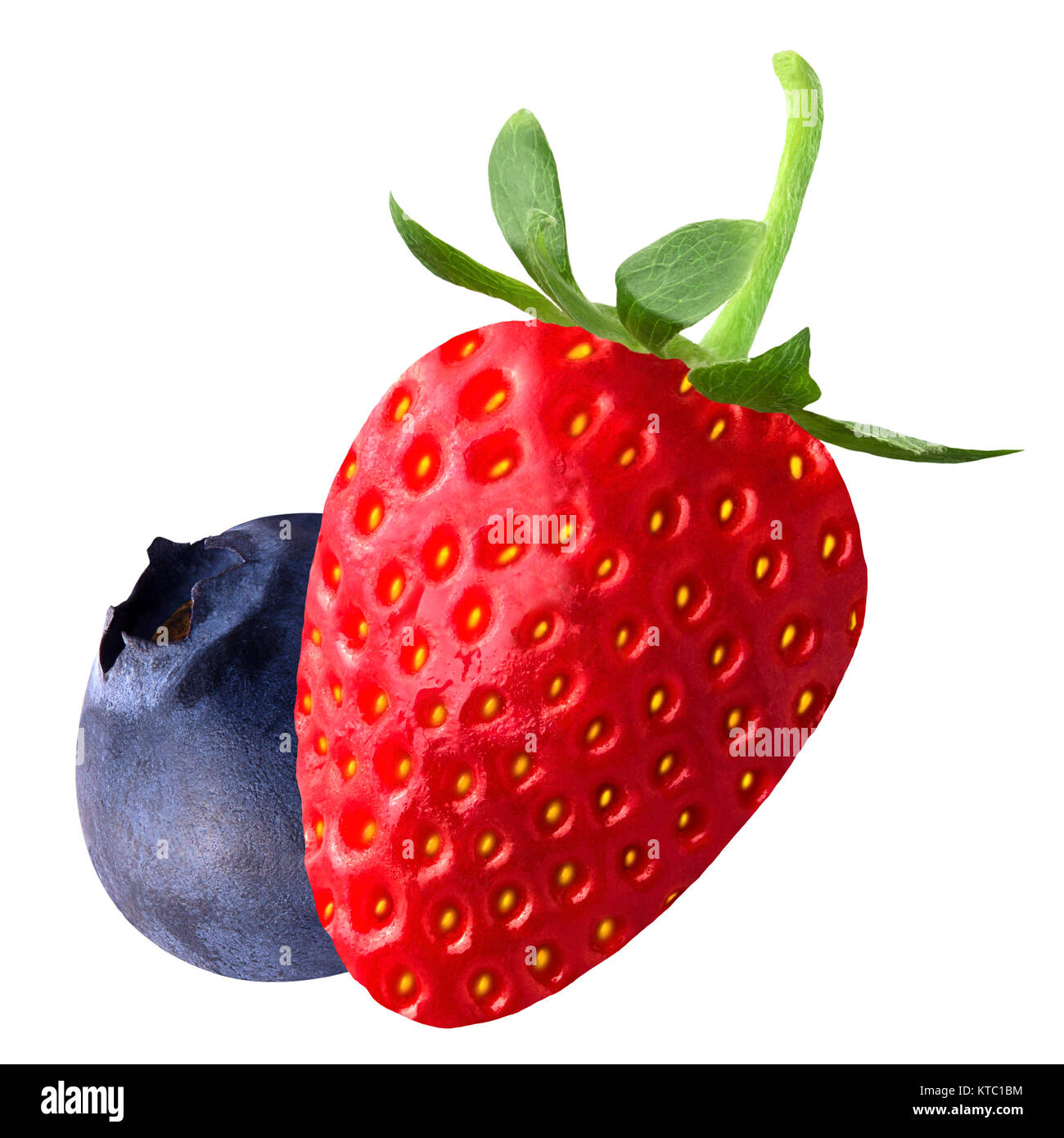 Strawberry and blueberry on white background Stock Photo - Alamy