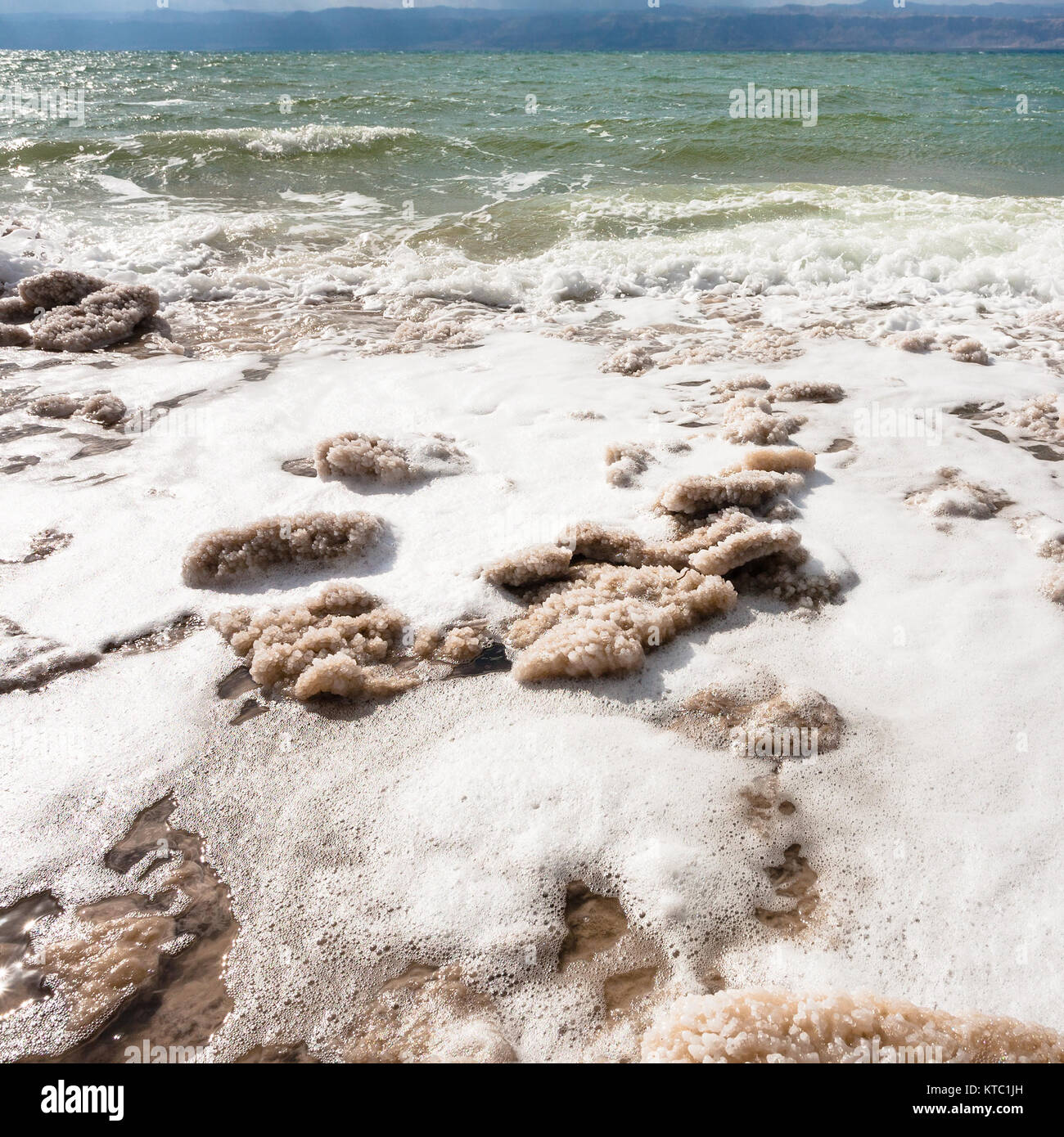 pieces of salt crystals on shore of Dead Sea Stock Photo - Alamy