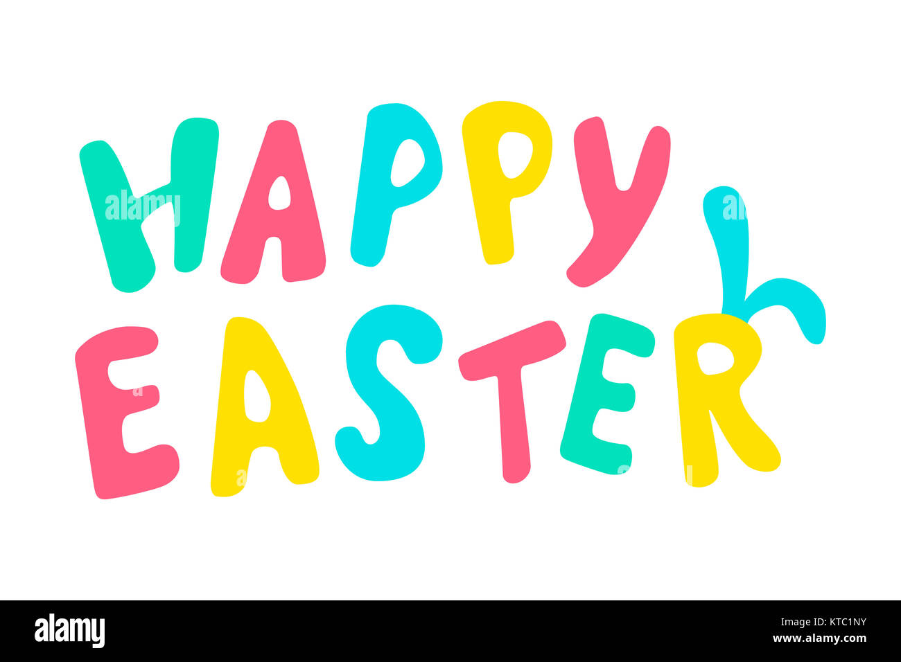 Happy easter colored lettering with rabbit ears Stock Photo - Alamy
