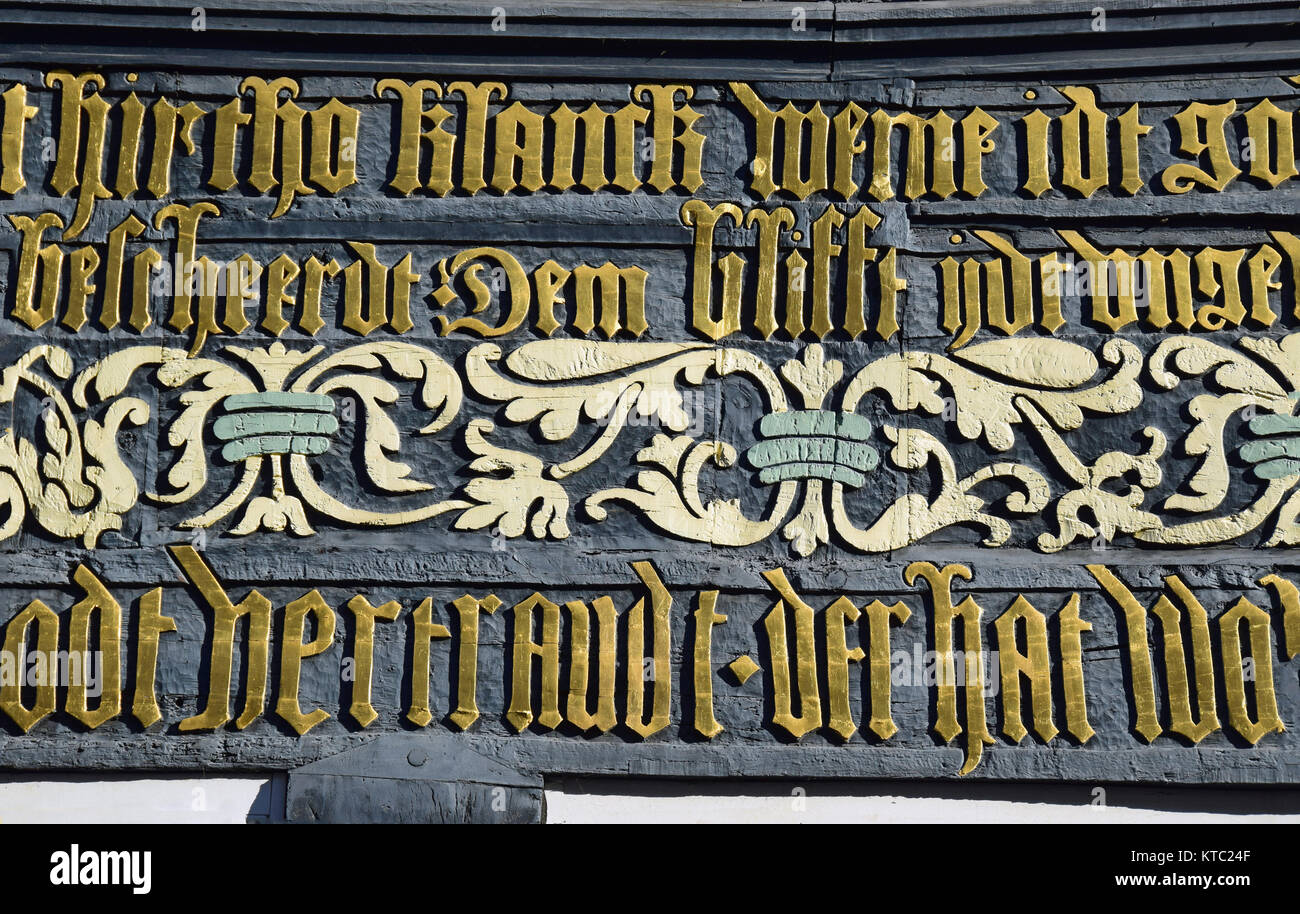 house inscription of the weser renaissance Stock Photo - Alamy
