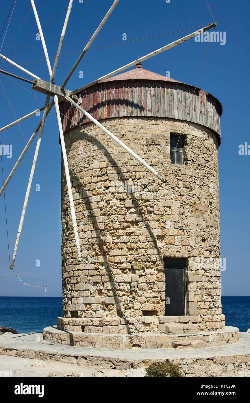 stone build of a traditional Greek windmill Stock Photo - Alamy