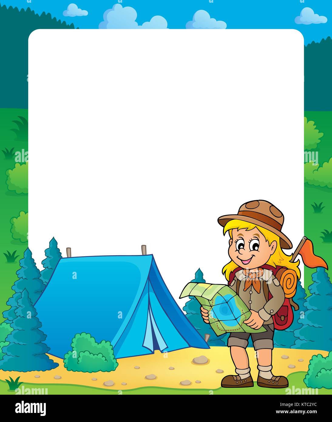Summer frame with scout girl theme 2 Stock Photo - Alamy
