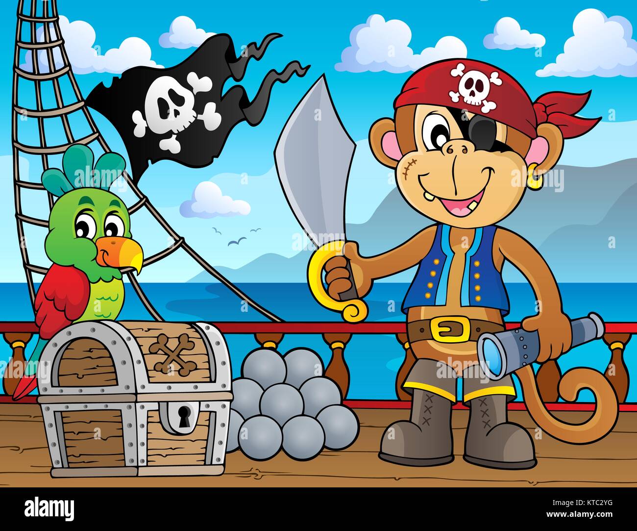 Pirate monkey topic 2 Stock Photo - Alamy