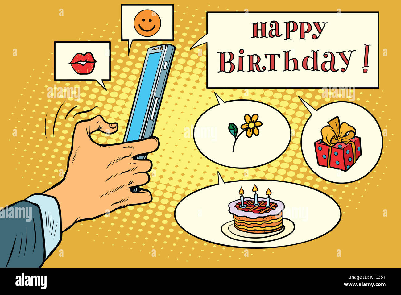 Mobile app greetings happy birthday Stock Photo - Alamy