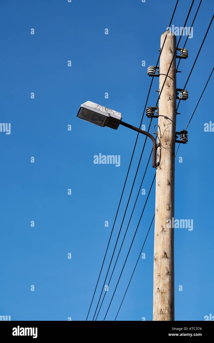 streetlight at an old electricity pole Stock Photo - Alamy