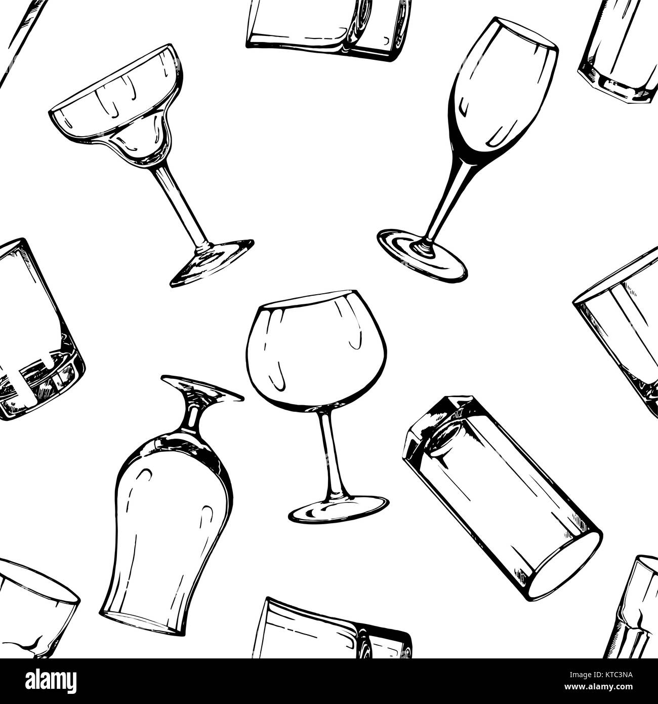 Seamless pattern of hand drawn sketch style glasses. Vector ...