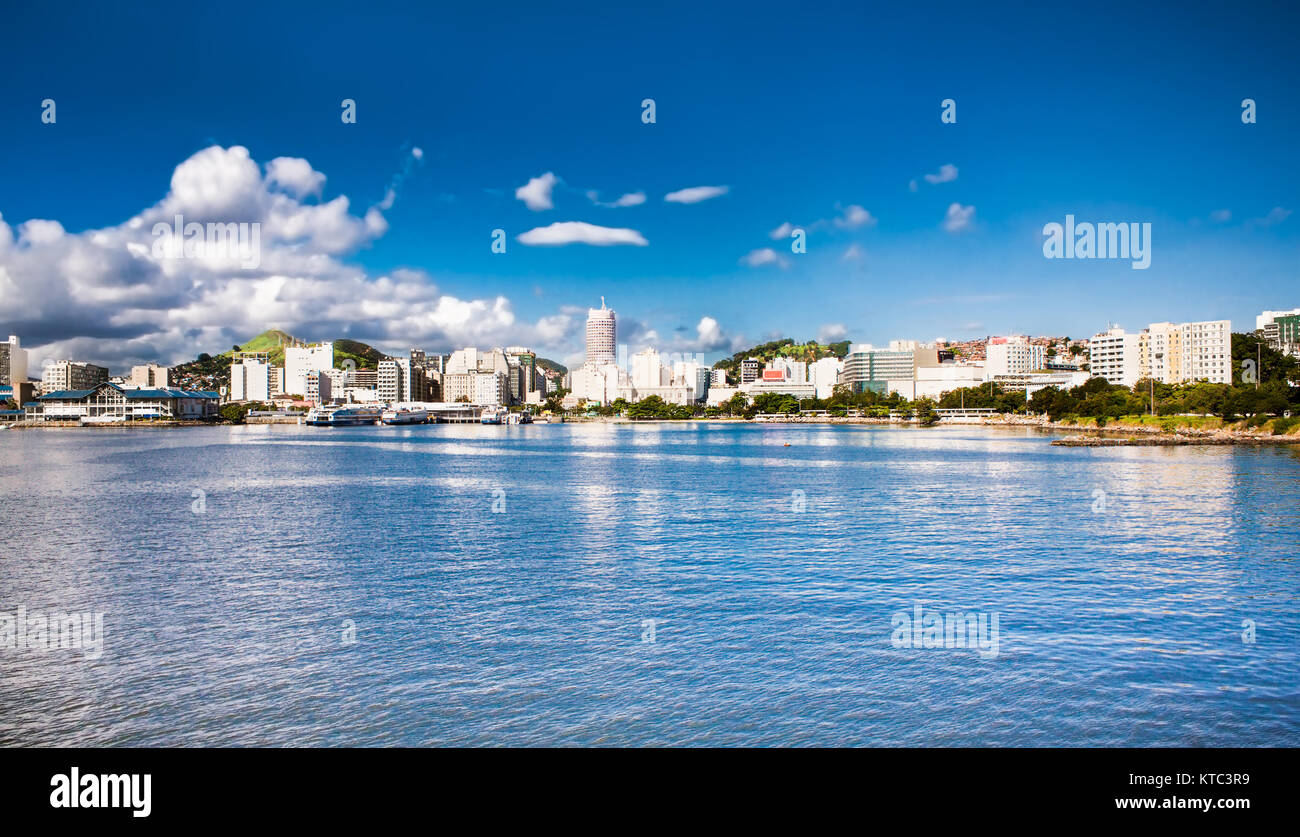 Panoramic view of Niteroi city from Guanabara Bay, Rio de Janeiro state ...