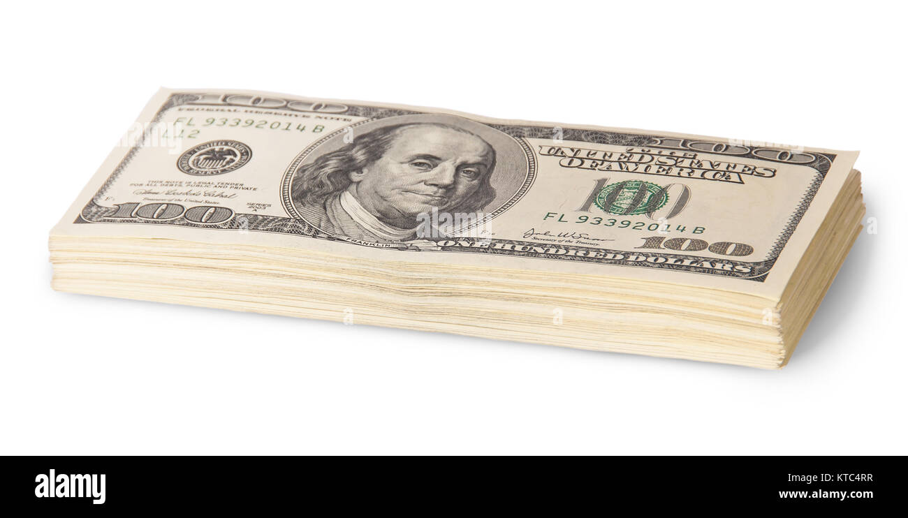 Stack of hundred dollar bills rotated Stock Photo - Alamy