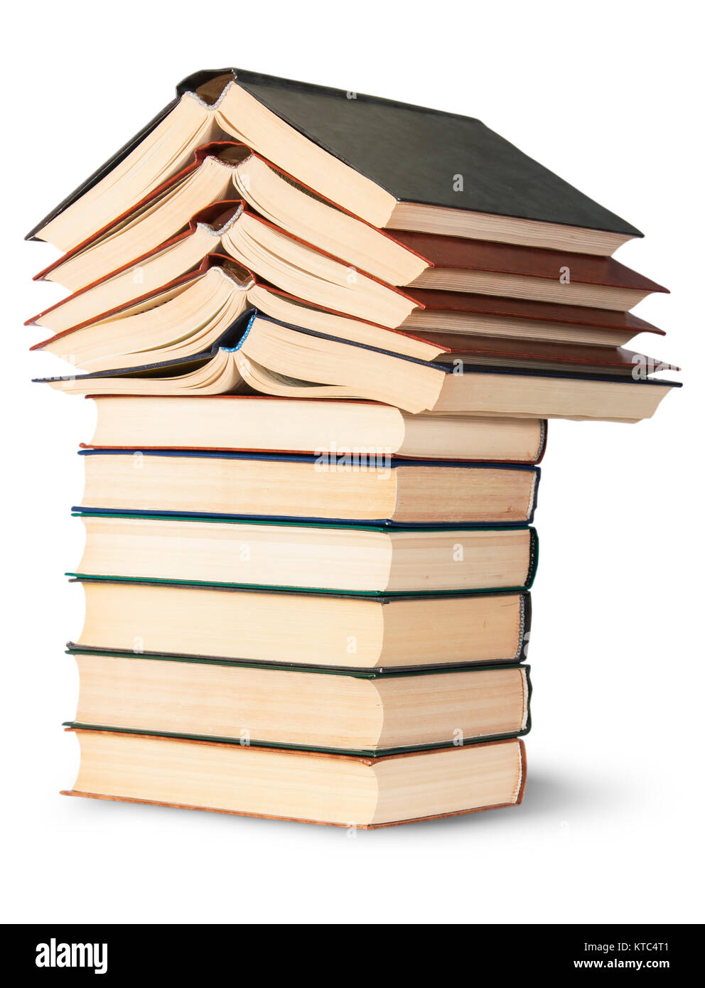 Stack of open and closed old books rotated Stock Photo - Alamy