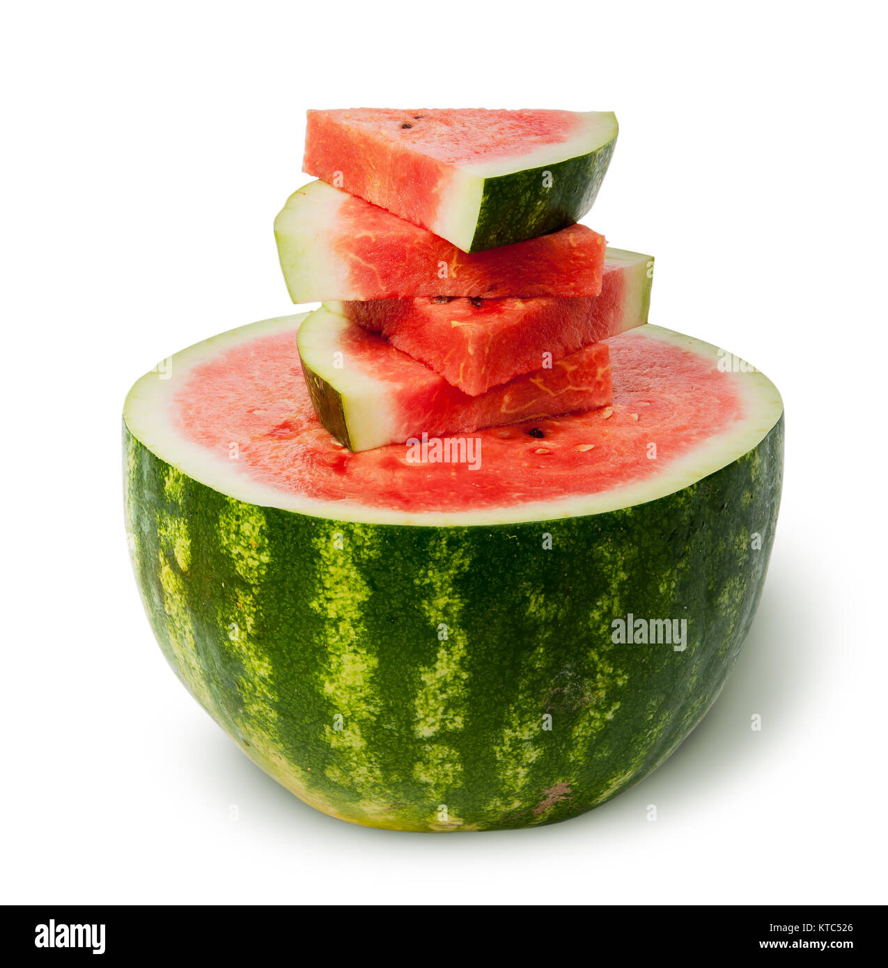Half of watermelon and slices on top Stock Photo - Alamy