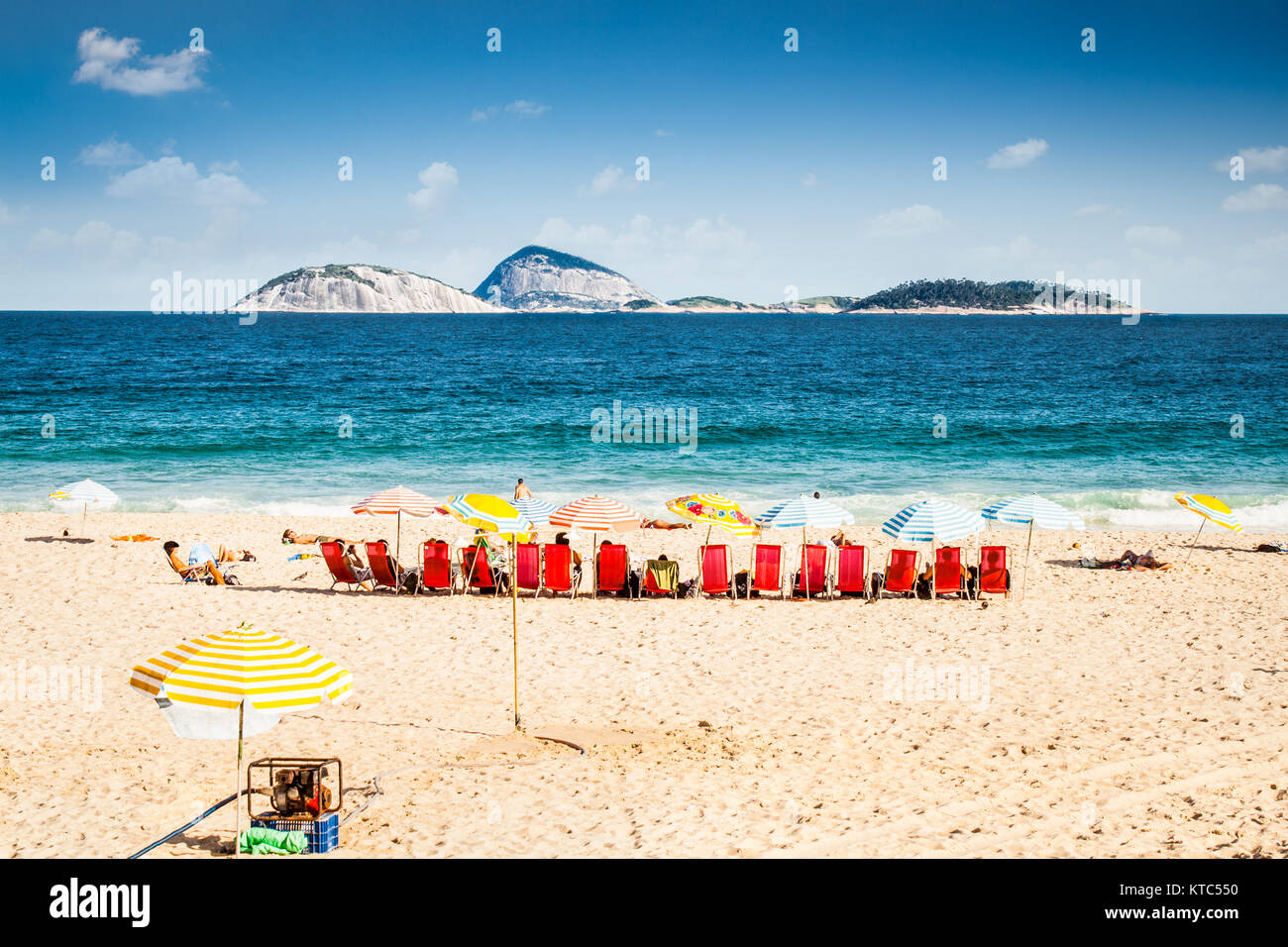 People enjoying the beautiful Ipanema beach in Rio de Janeiro. Brazil ...