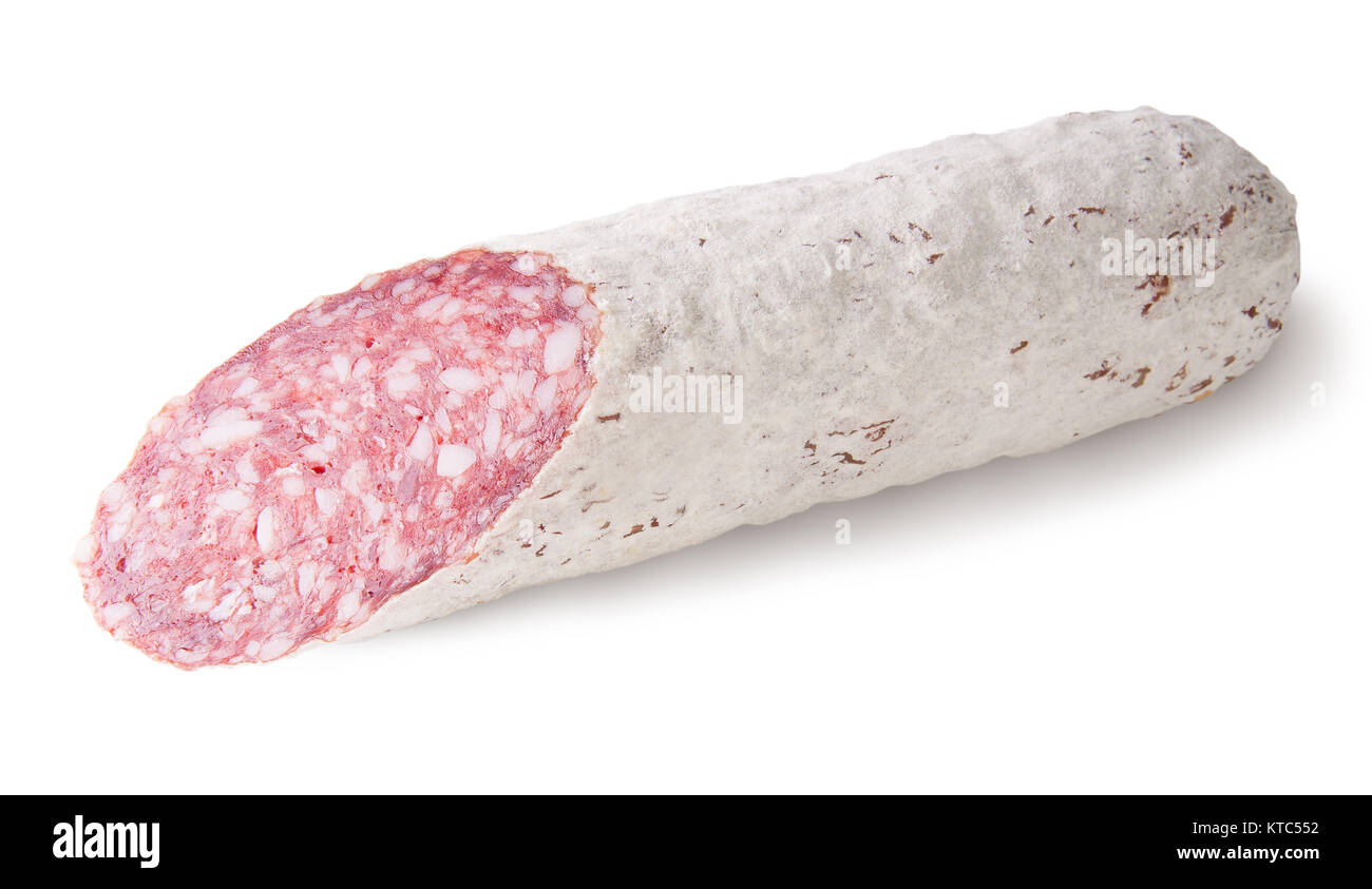 Cut a piece of salami Stock Photo - Alamy