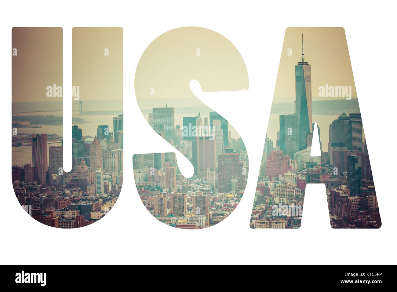 Word USA Manhattan skyline at sunset, New York City Stock Photo - Alamy