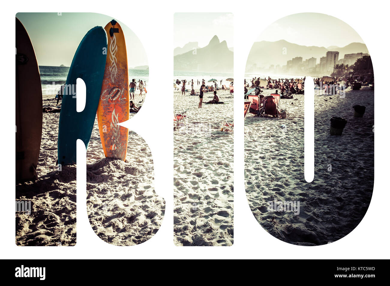 Word RIO. Copacabana Beach in Rio de Janeiro, Brazil Stock Photo - Alamy