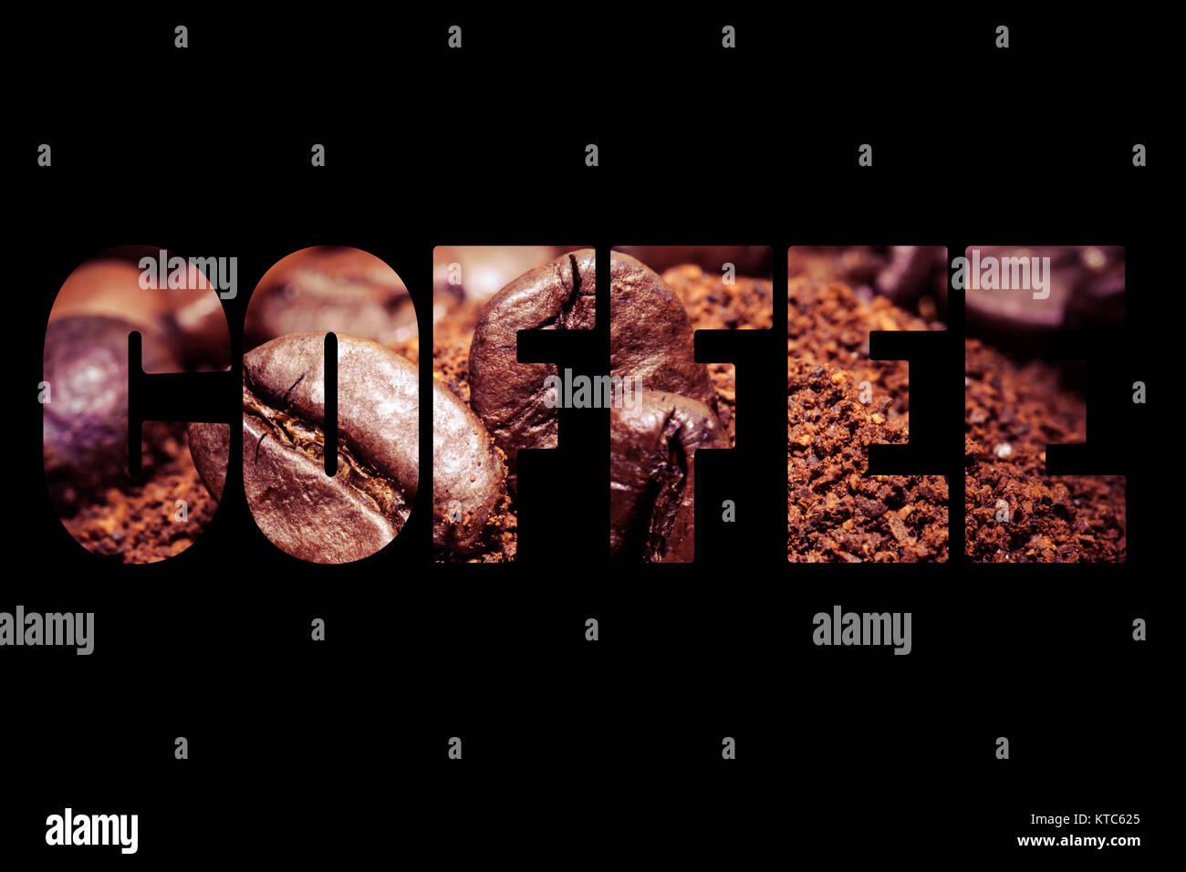 Word coffee over black background Stock Photo - Alamy