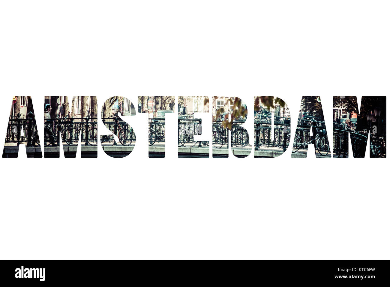 Word Amsterdam canal and bikes Stock Photo - Alamy