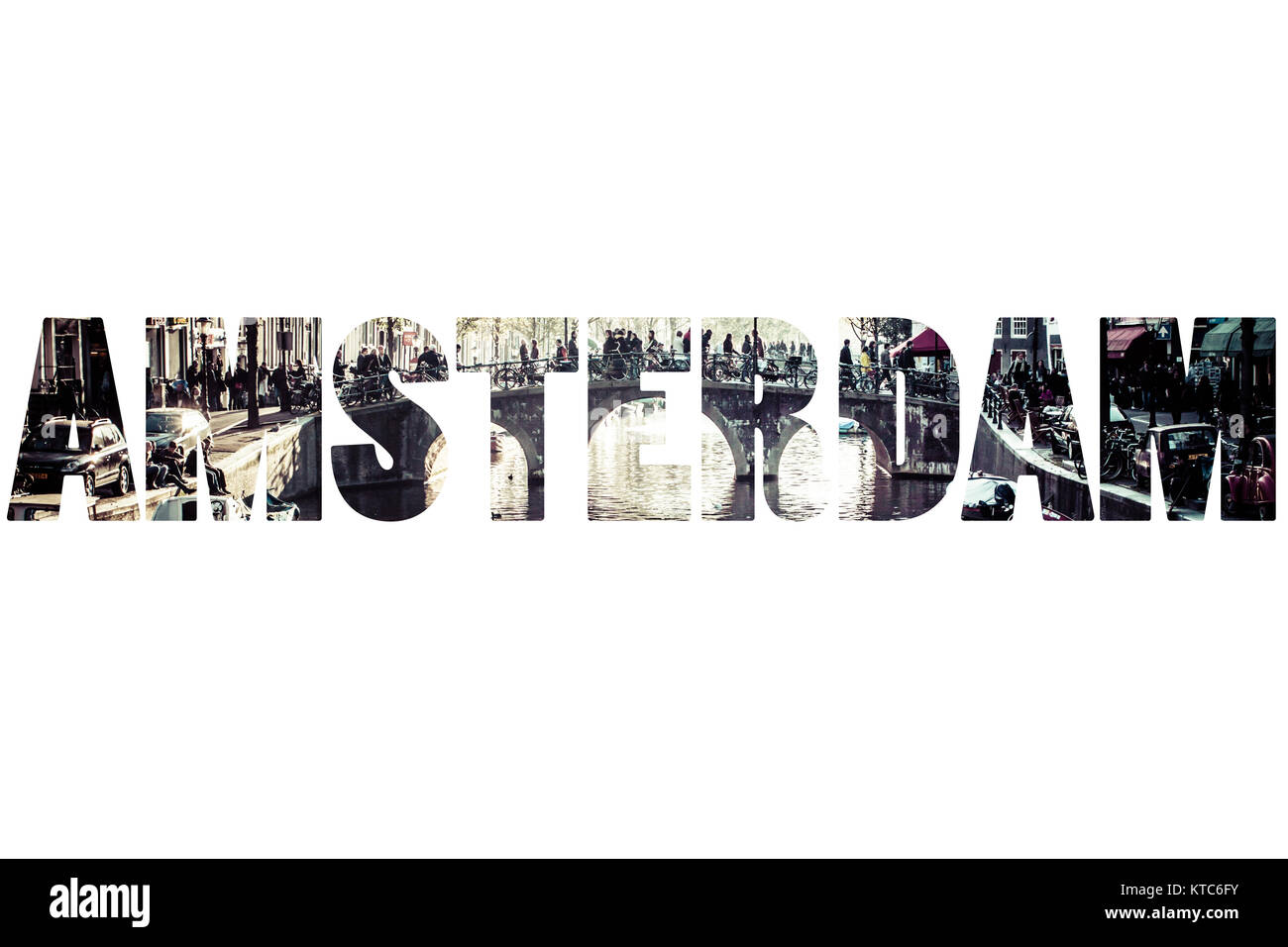 Word Amsterdam canal and bikes Stock Photo - Alamy