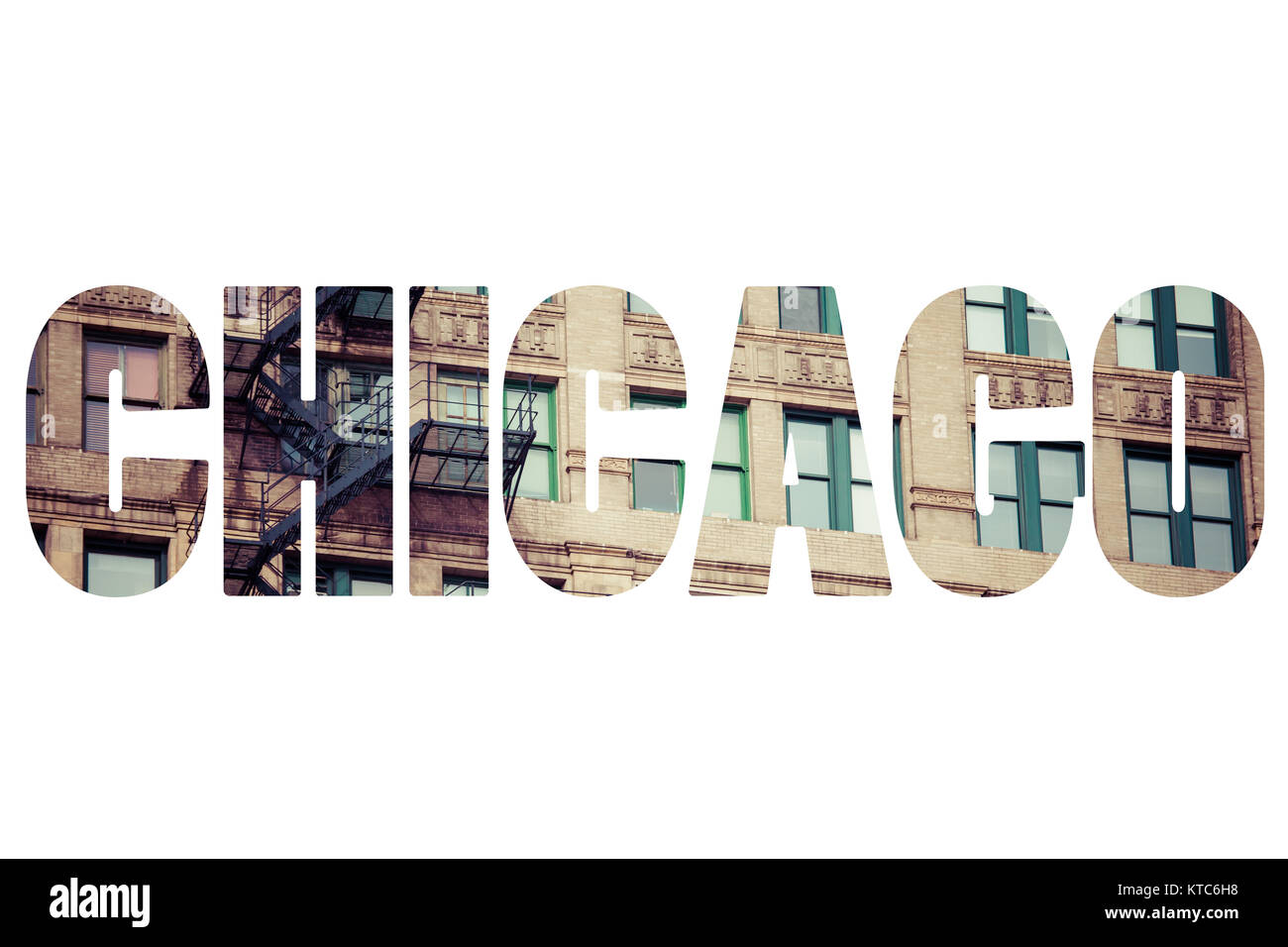 Word CHICAGO over famous places Stock Photo - Alamy