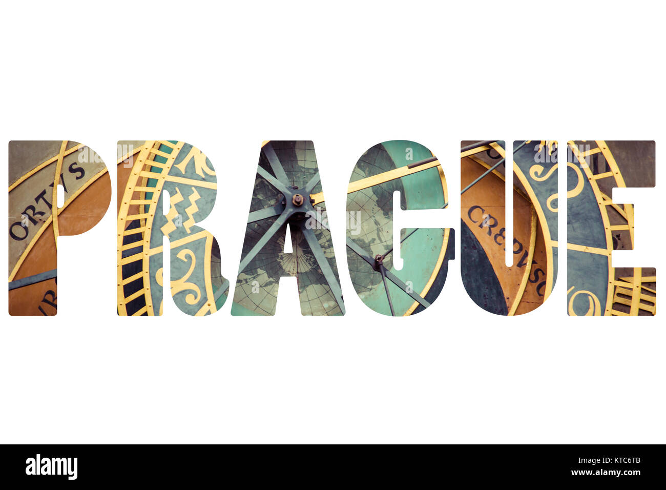 Word PRAGUE over city symbols Stock Photo - Alamy