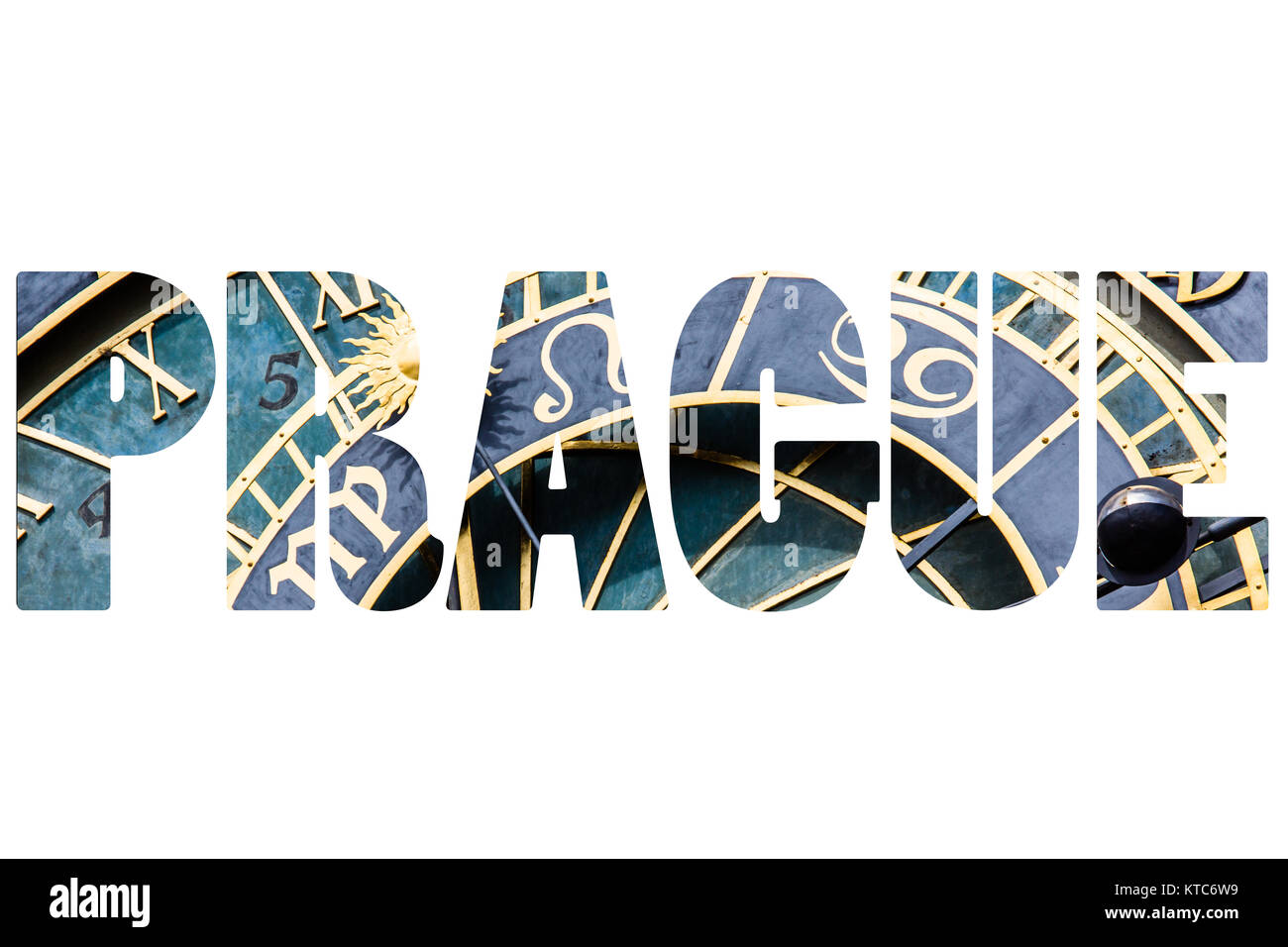 Word PRAGUE over city symbols Stock Photo - Alamy