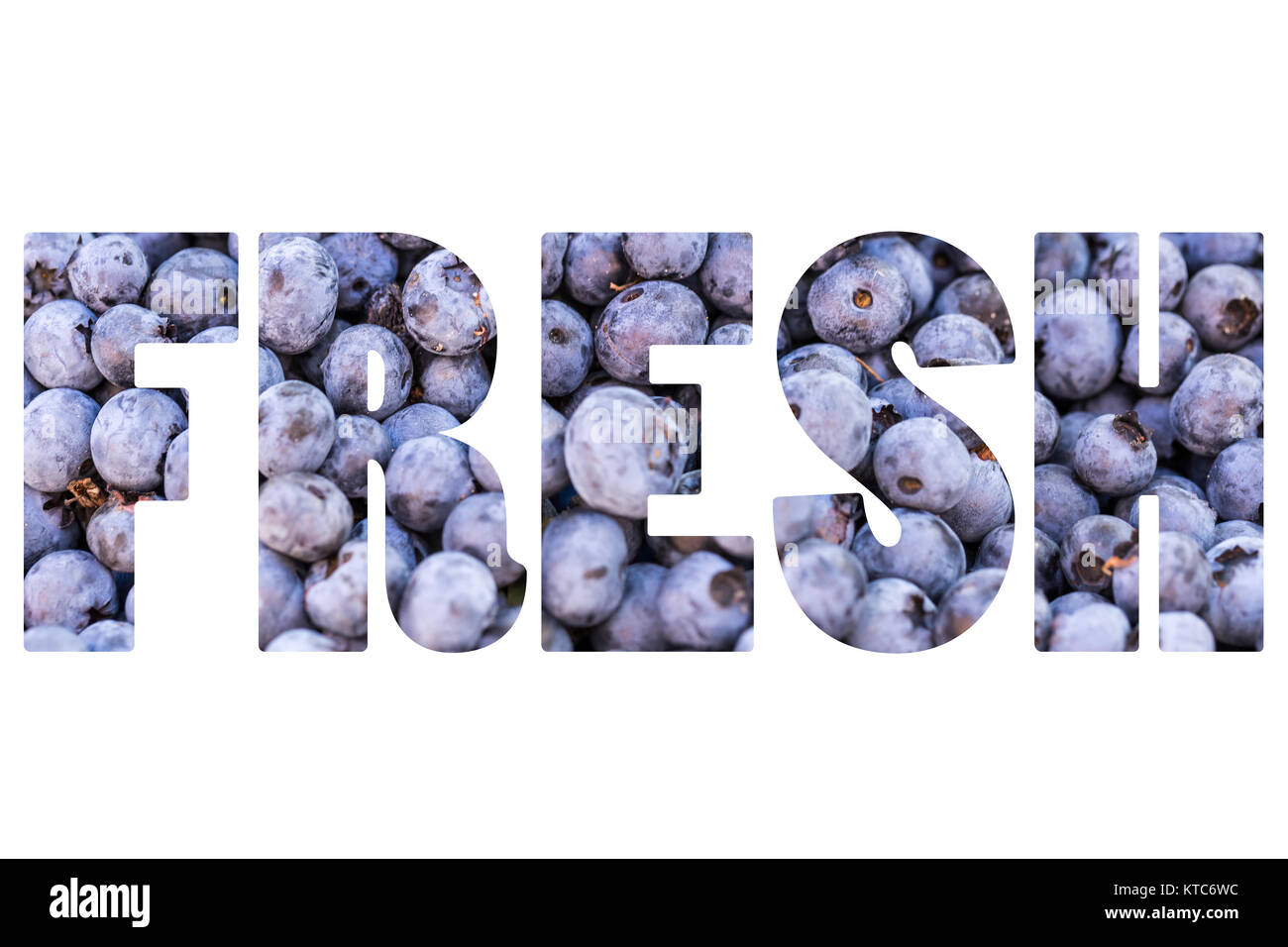Word FRESH over blueberry Stock Photo - Alamy