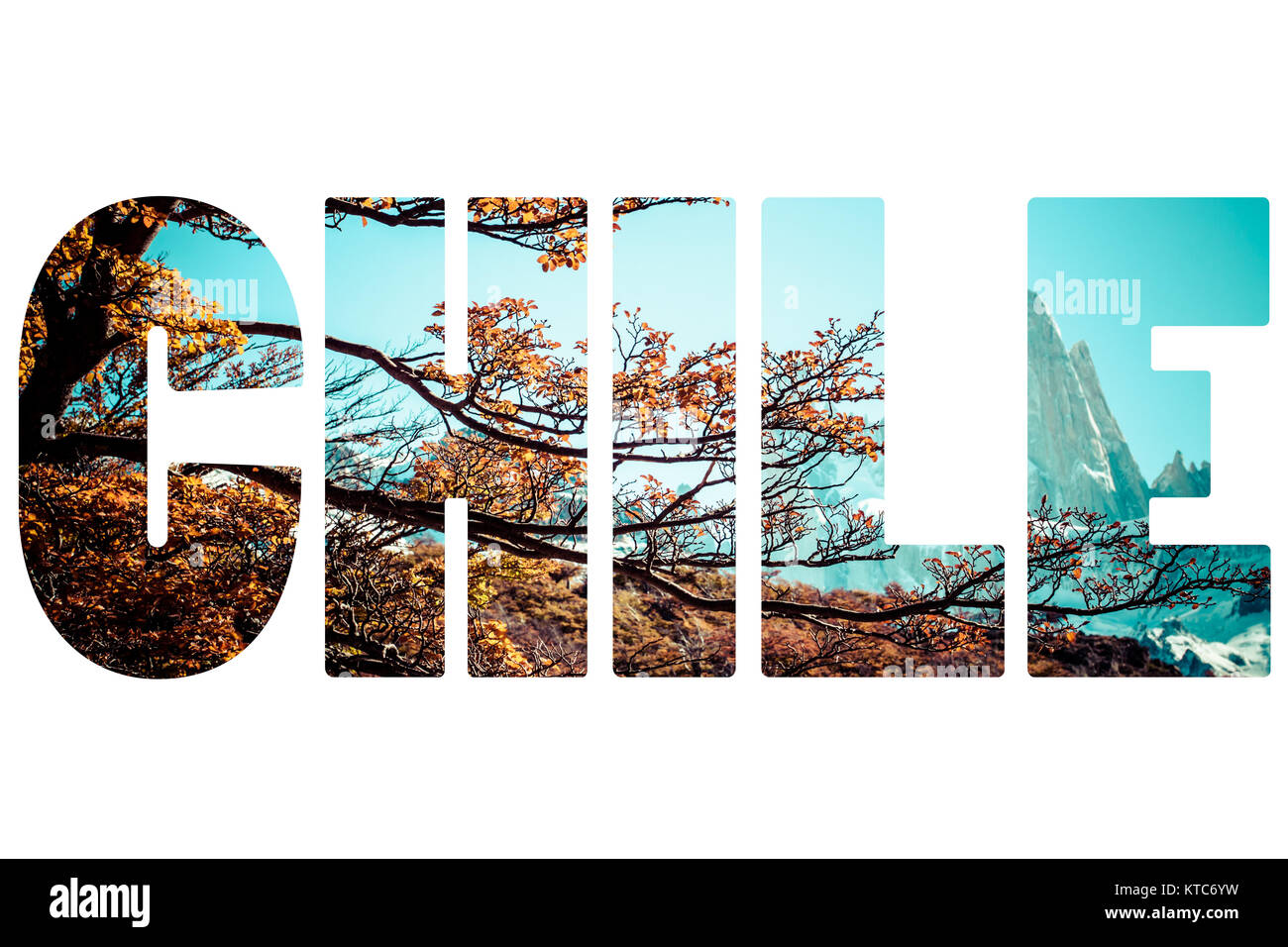 Word CHILE over mountains Stock Photo - Alamy