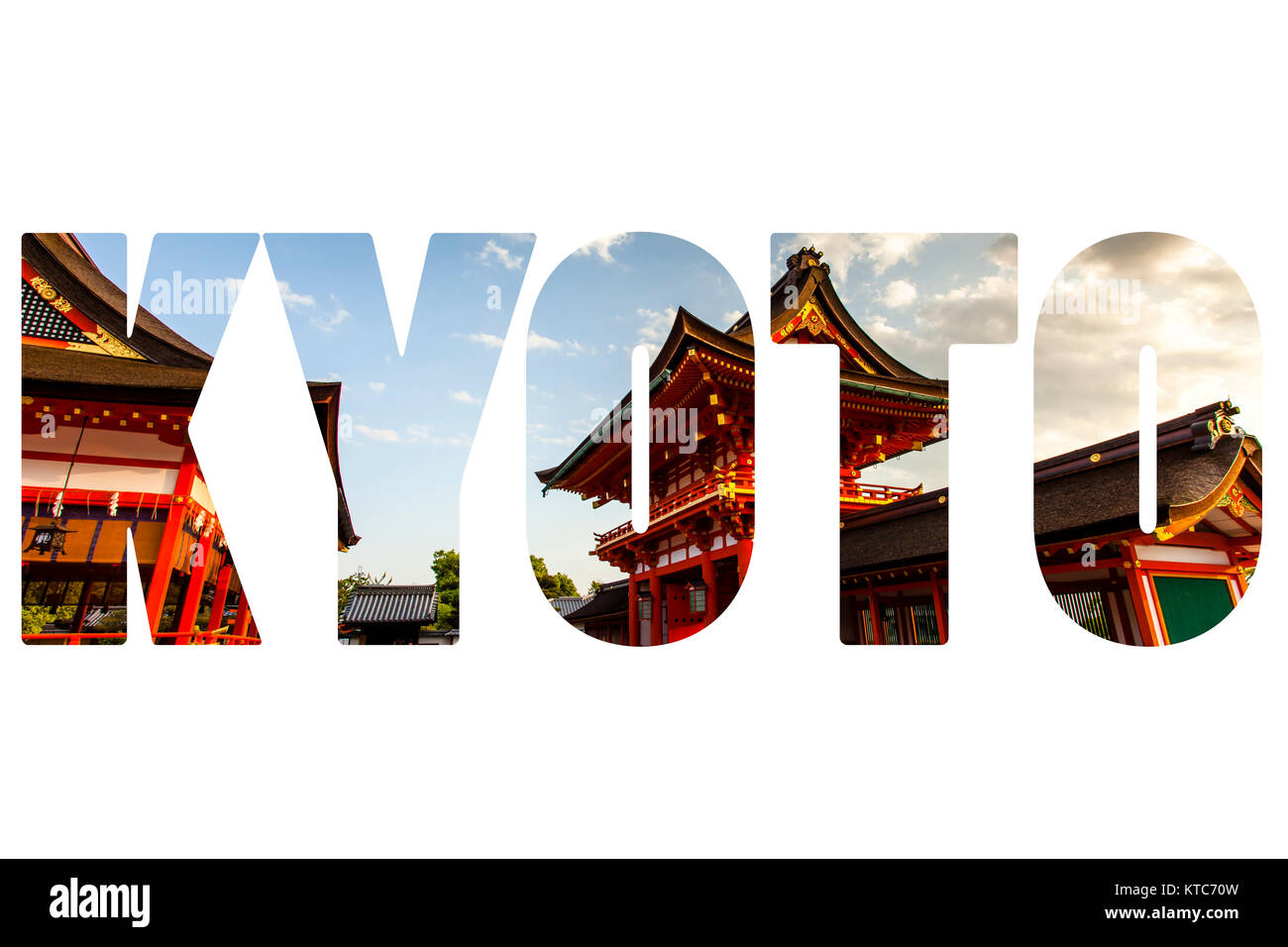 Word KYOTO over Fushimi Inari Taisha Shrine Stock Photo - Alamy