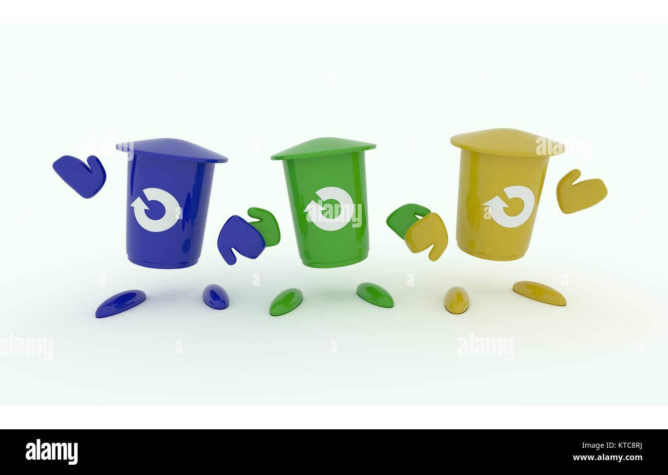three garbage bin on white Stock Photo - Alamy