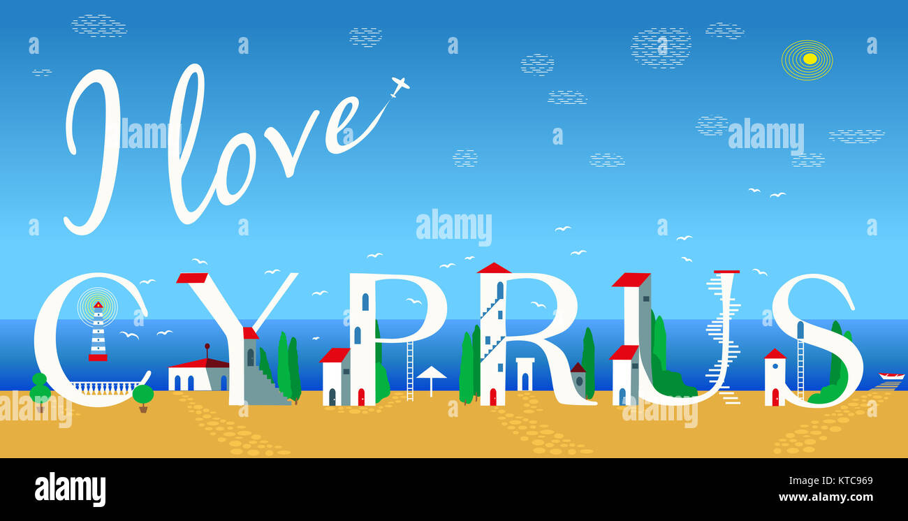 I love Cyprus. Unusual font Stock Photo - Alamy