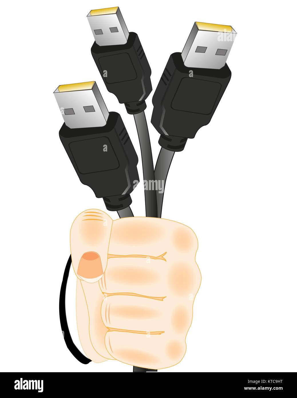 Cables with connector in hand Stock Photo - Alamy