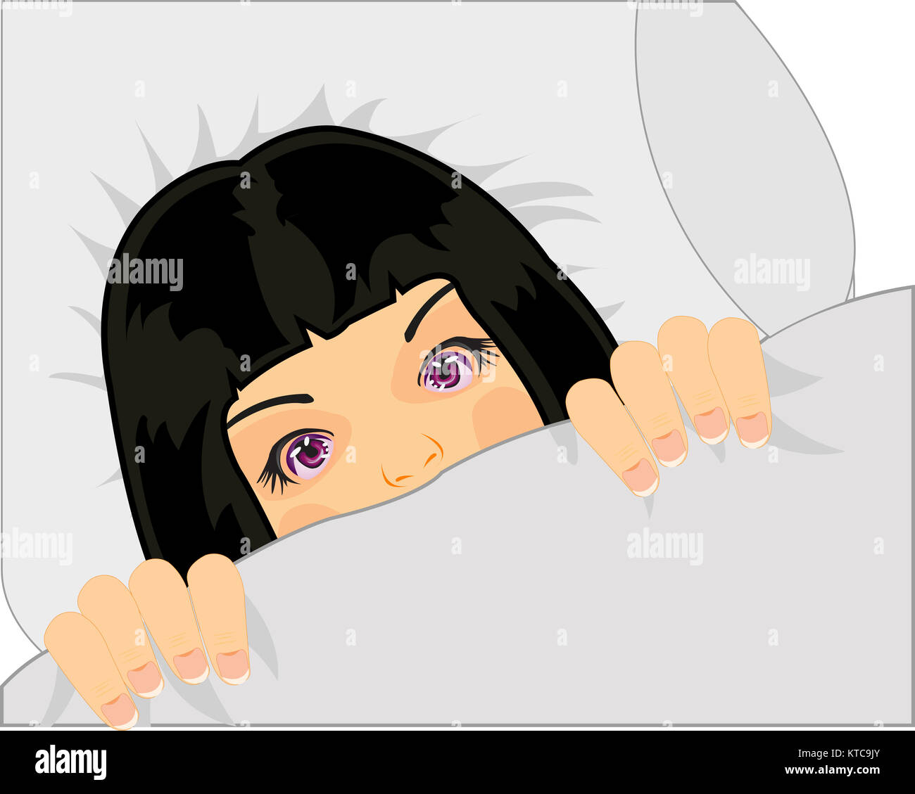 Girl lying under white blanket hi-res stock photography and images - Alamy