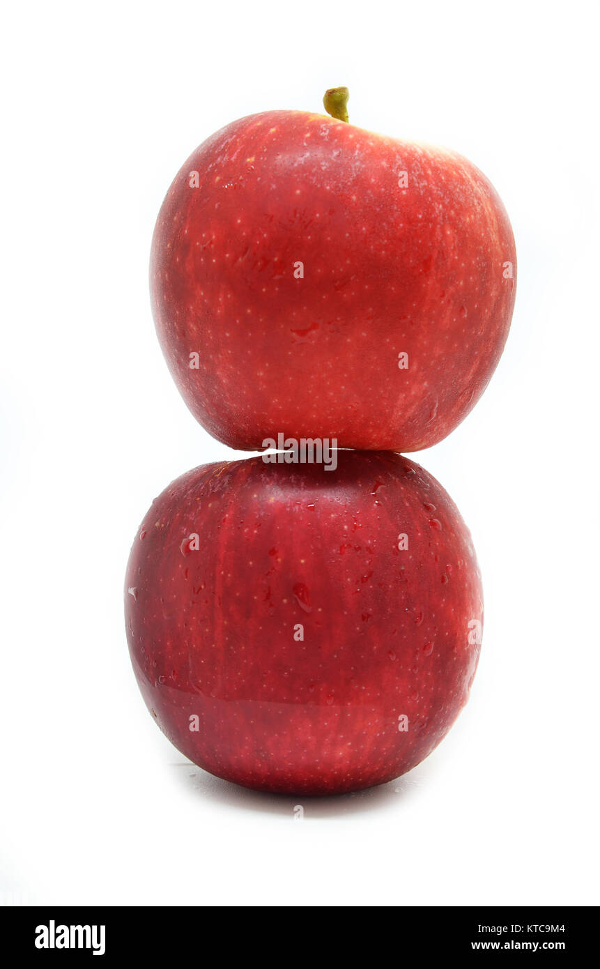 Fresh red two apples Stock Photo - Alamy