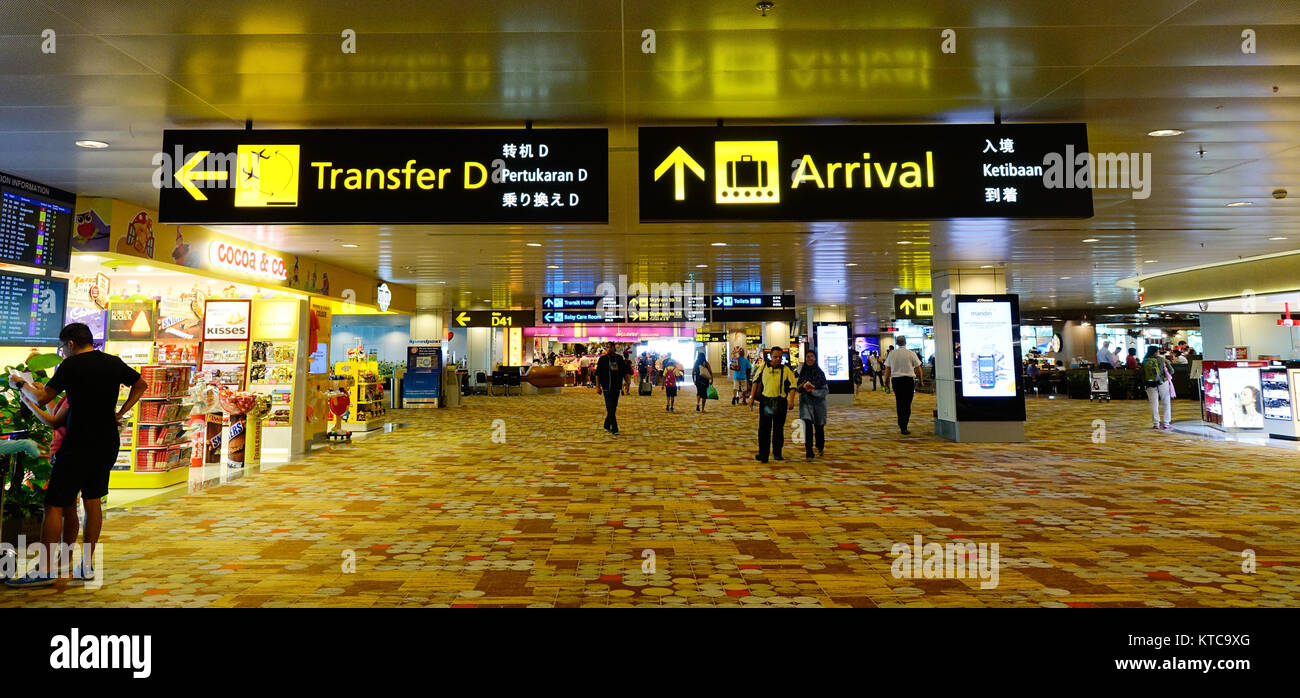 Singapore - Dec 14, 2015. Inside of Terminal 3 at Changi Airport in ...