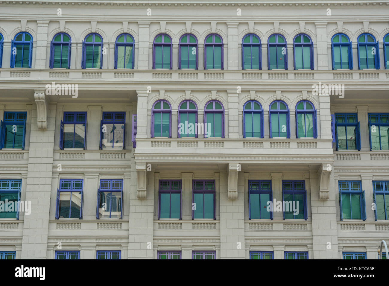 Old architecture with many windows at downtown in Singapore Stock Photo ...