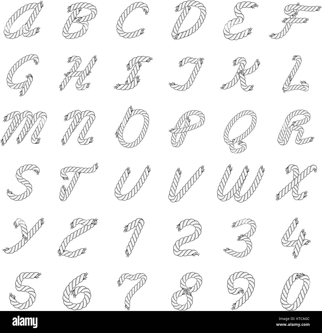 Black and White Vector Rope Alphabet Stock Vector Image & Art - Alamy