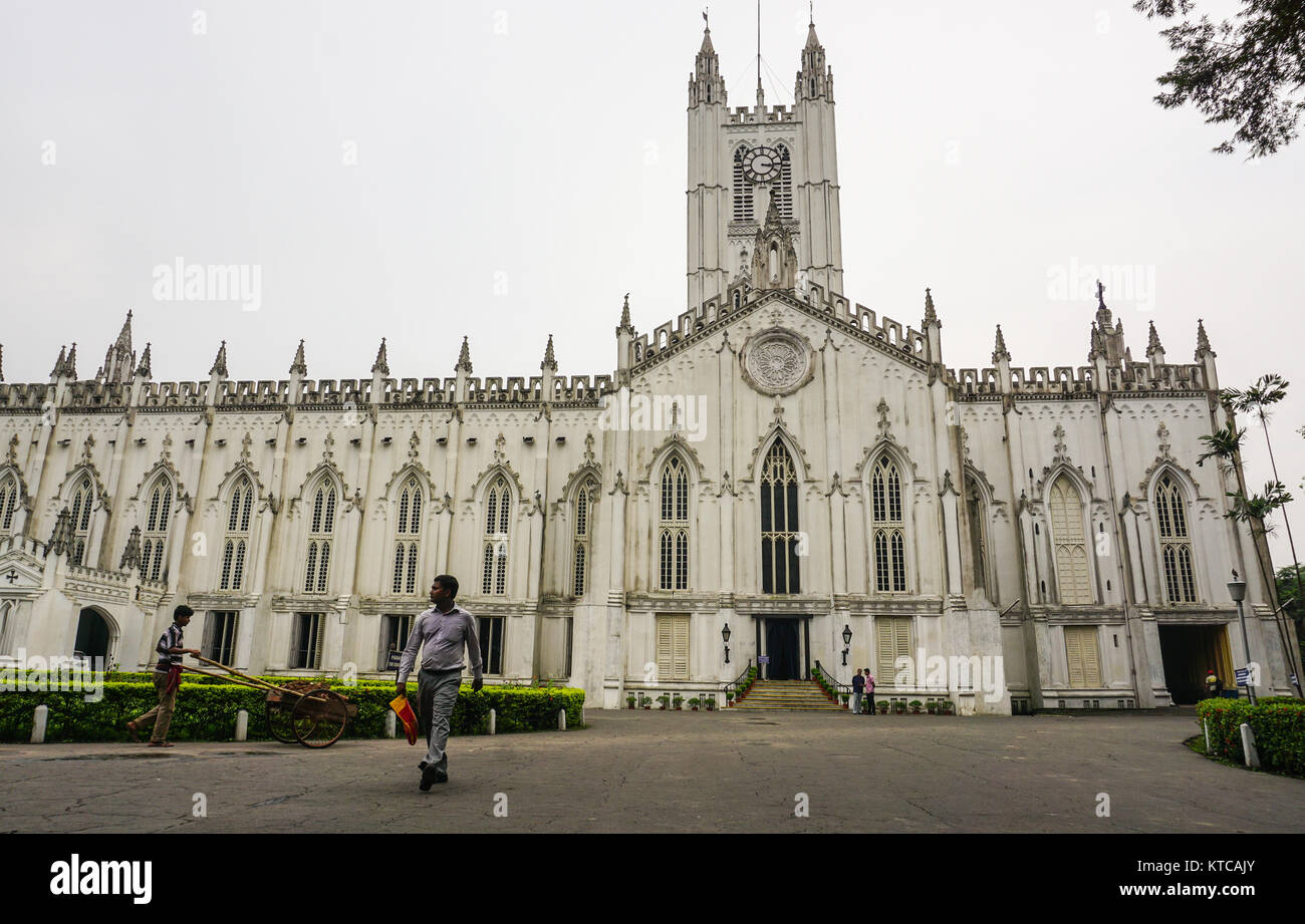Kolkata, India - Jul 8, 2015. People visiting the St. Paul Cathedral in ...