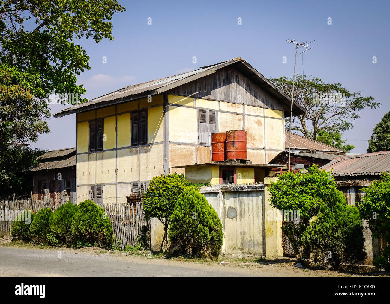 A wooden house in Pyin Oo Lwin, Myanmar. The small town of Pyin Oo Lwin ...