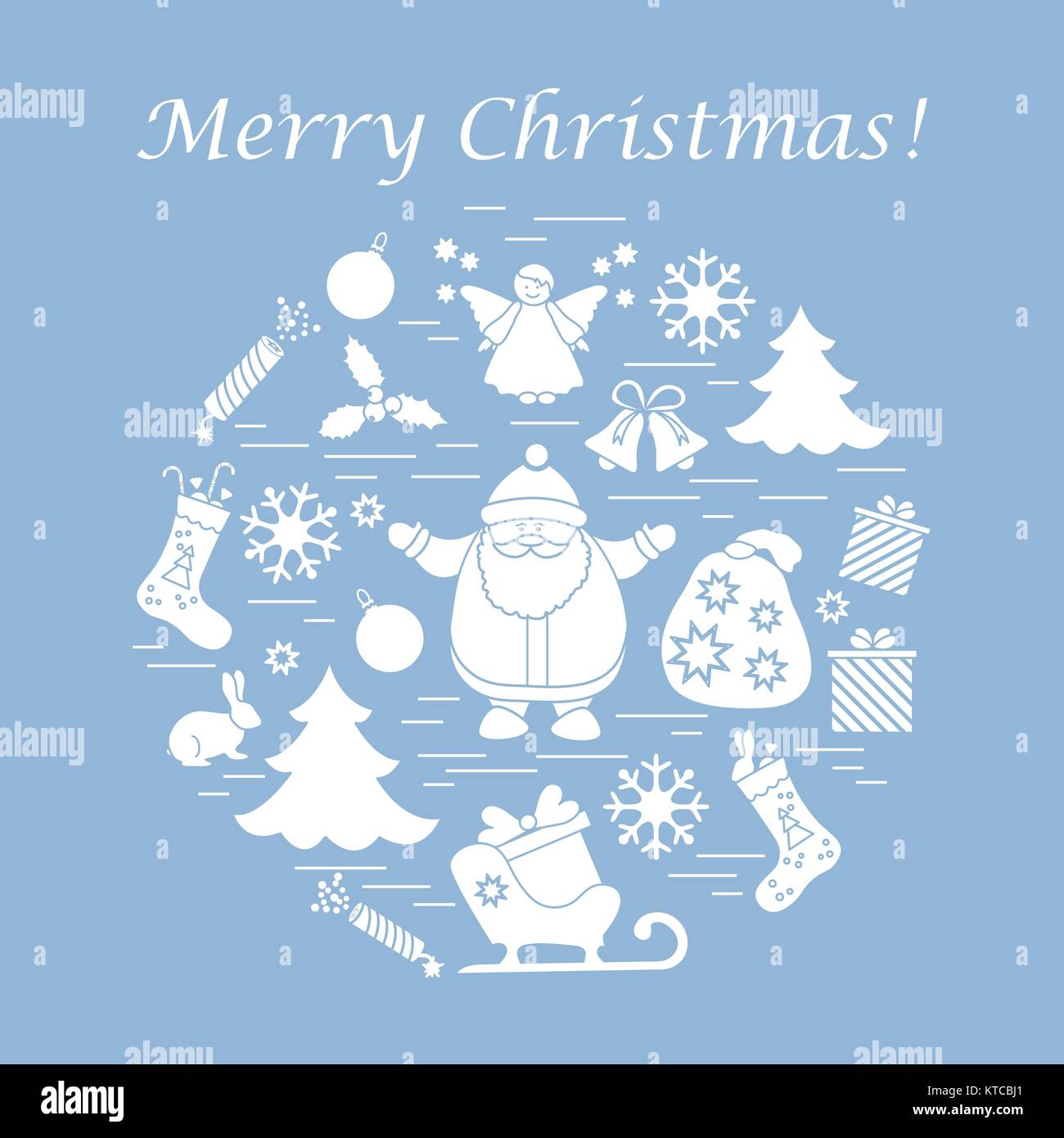 Vector illustration of different new year and christmas symbols ...