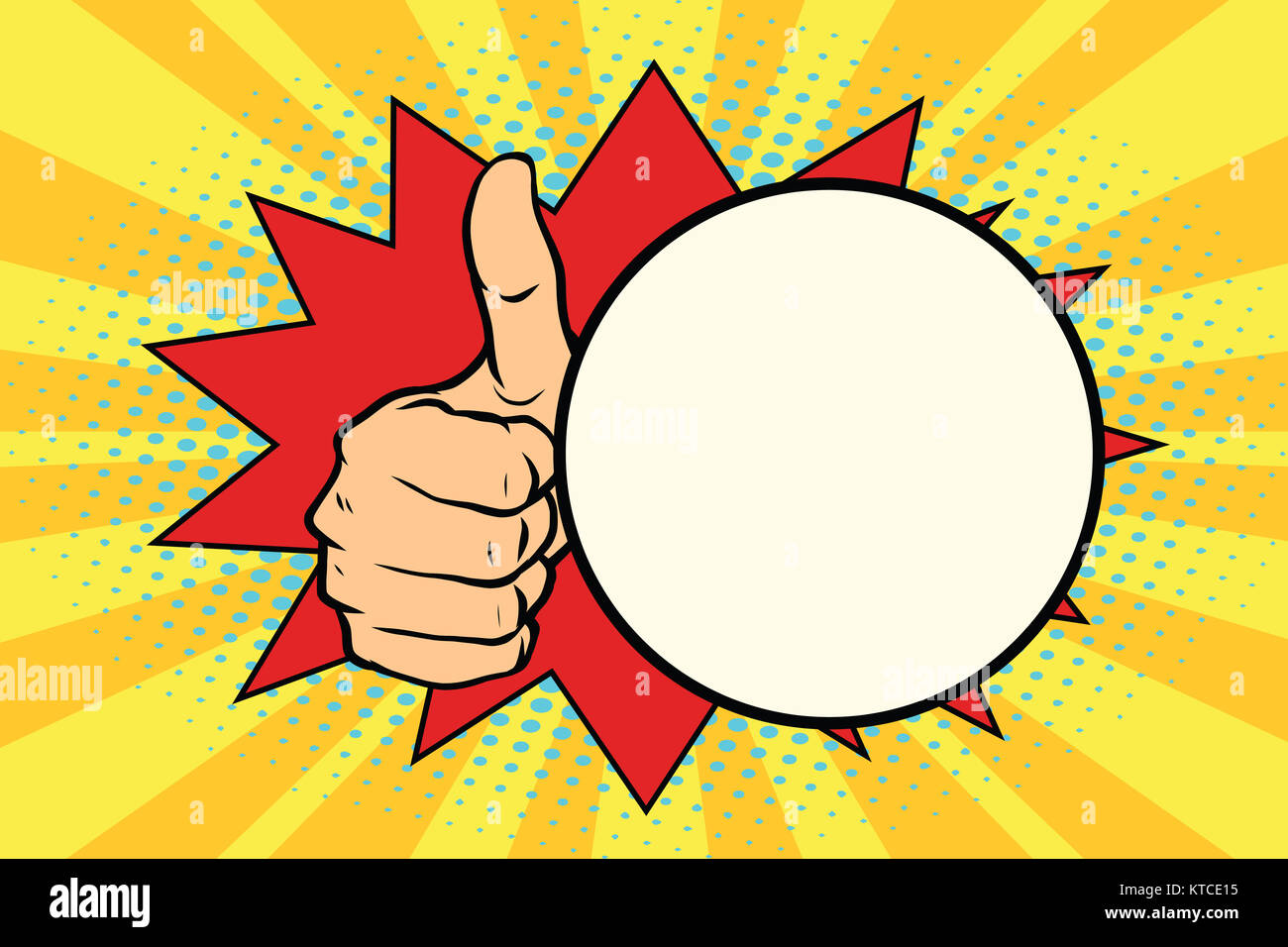 Thumb up gesture and a comic bubble Stock Photo - Alamy