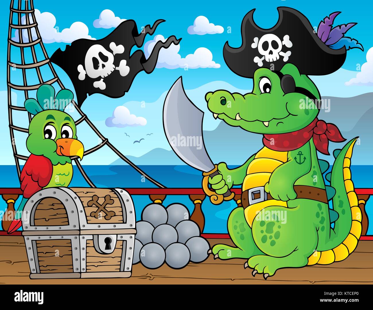 Pirate crocodile theme 2 Stock Photo - Alamy