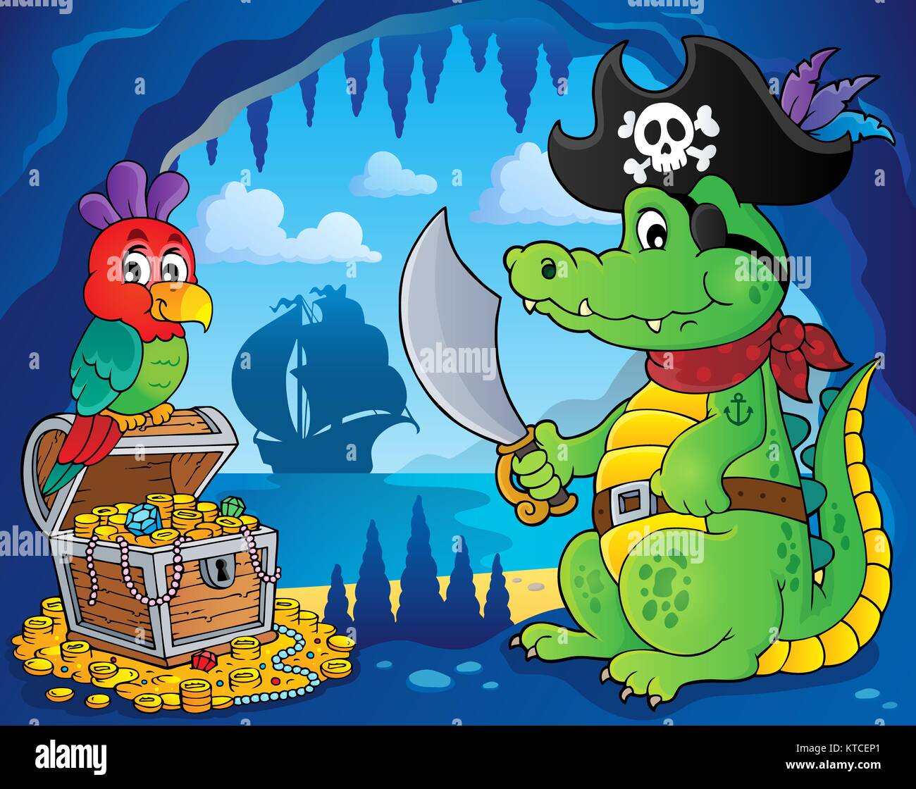 Gold chest pirate water hi-res stock photography and images - Alamy
