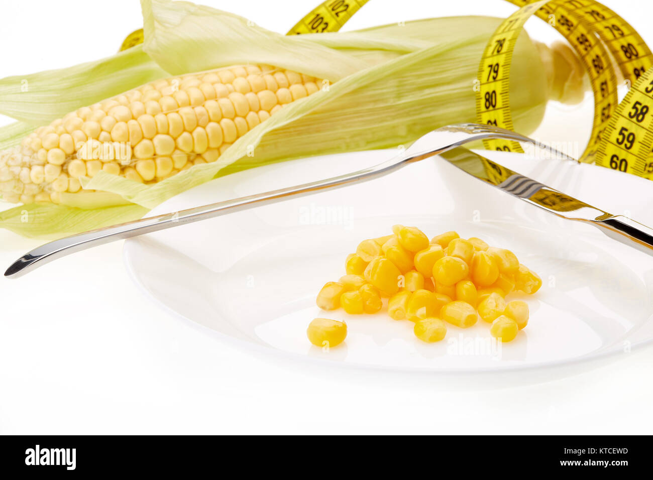 Corn and measuring tape Stock Photo - Alamy
