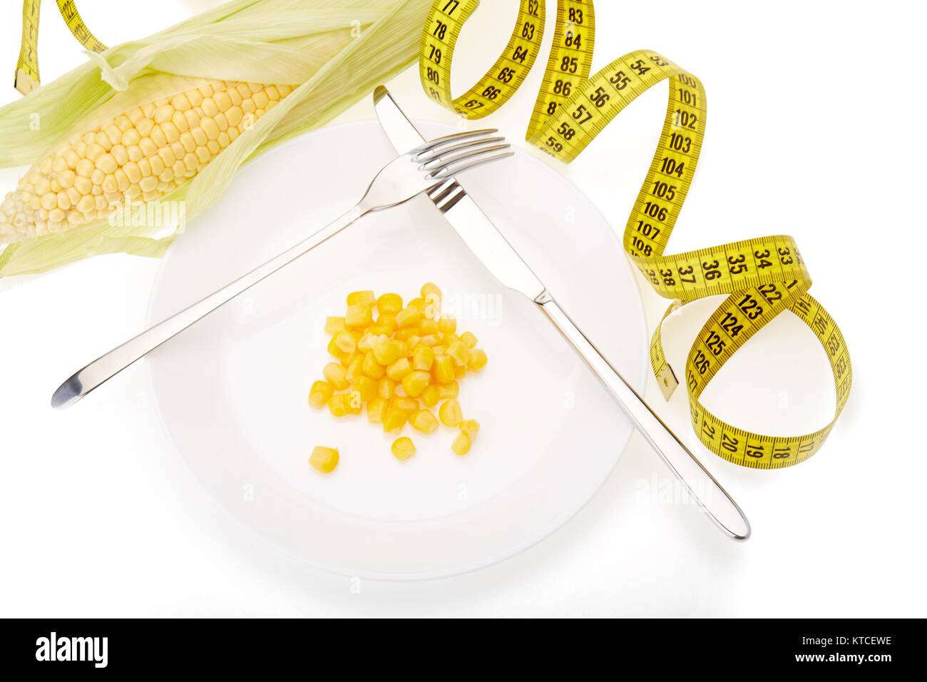 Corn and measuring tape Stock Photo - Alamy